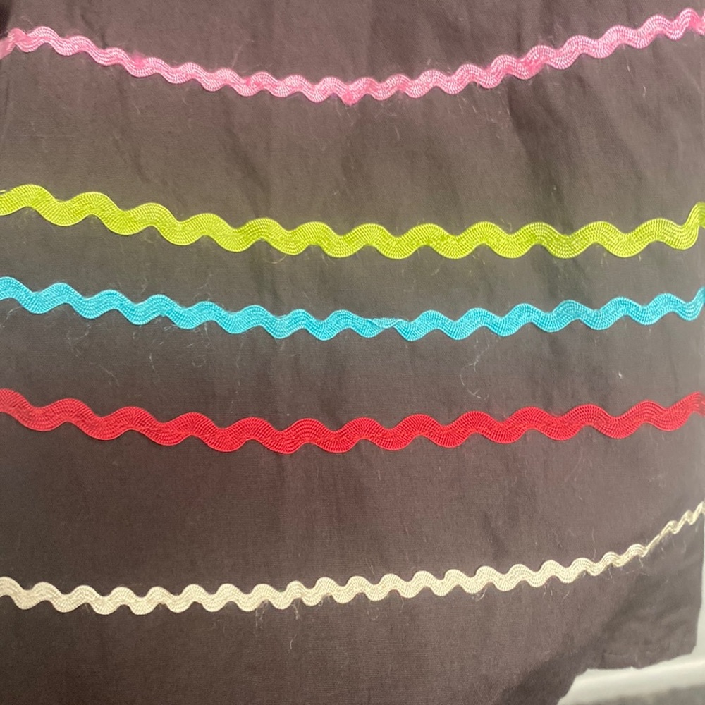 Vintage Brown Rainbow Rickrack Full Skirt Size Large - Gem